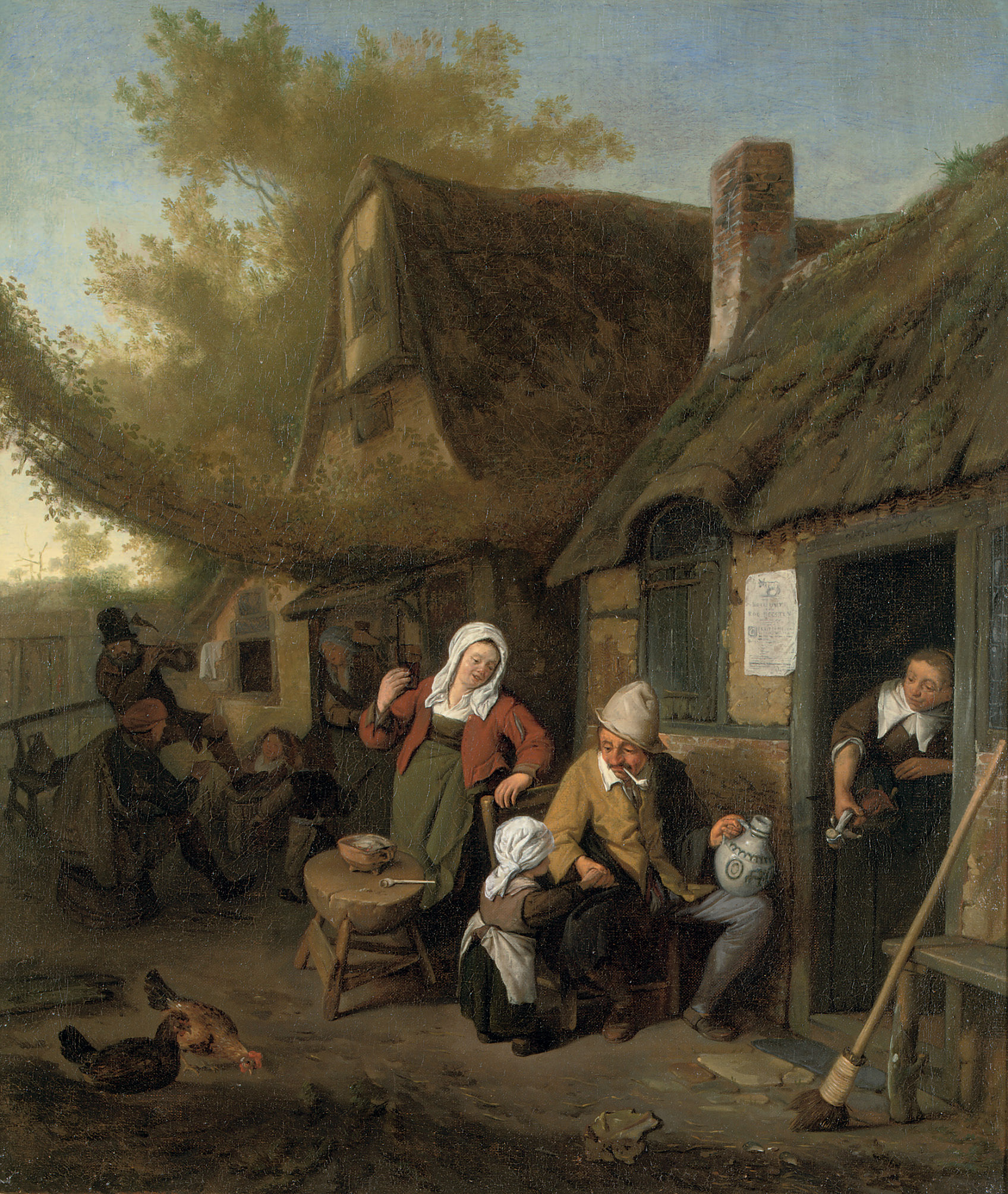 Cornelis Dusart (Haarlem 1660-1704) , A peasant family outside a ...