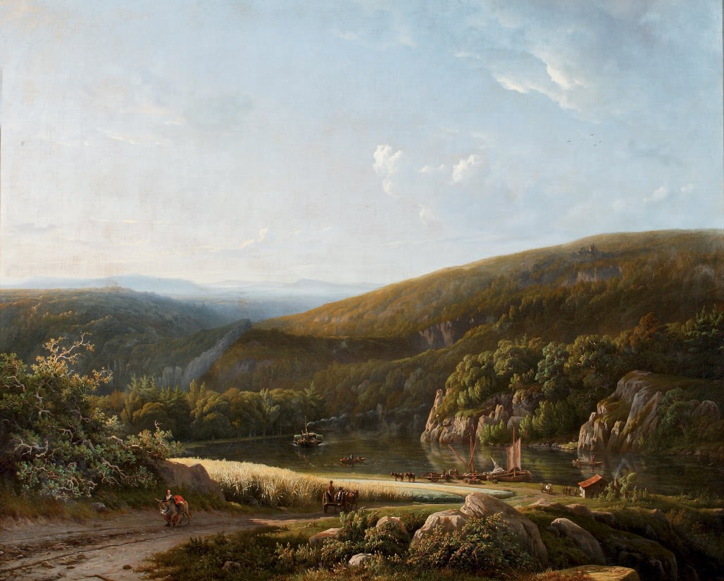 George Andries Roth (Amsterdam 1809-1887) , Moored vessels in a ...