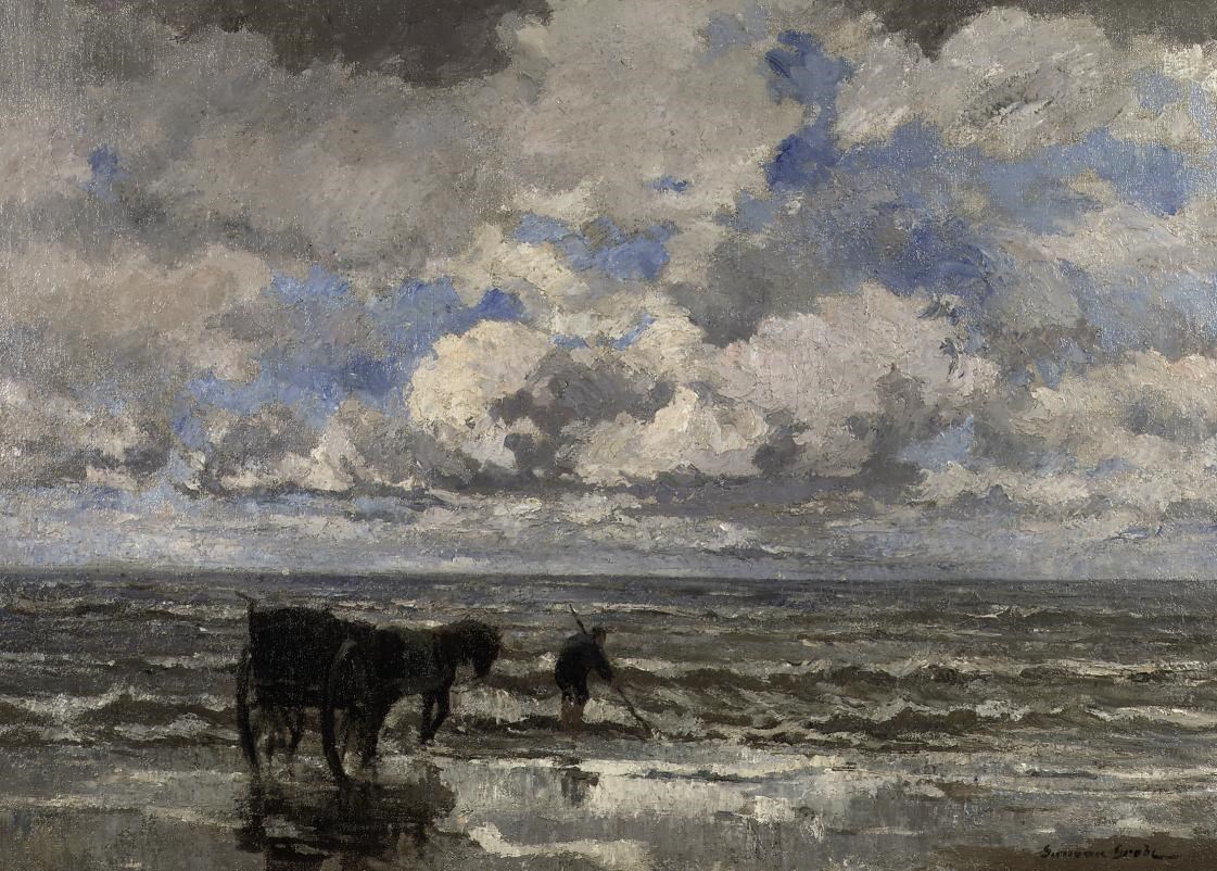 German Grobe (1857-1938) , A Shell-Fisher in the Surf | Christie's