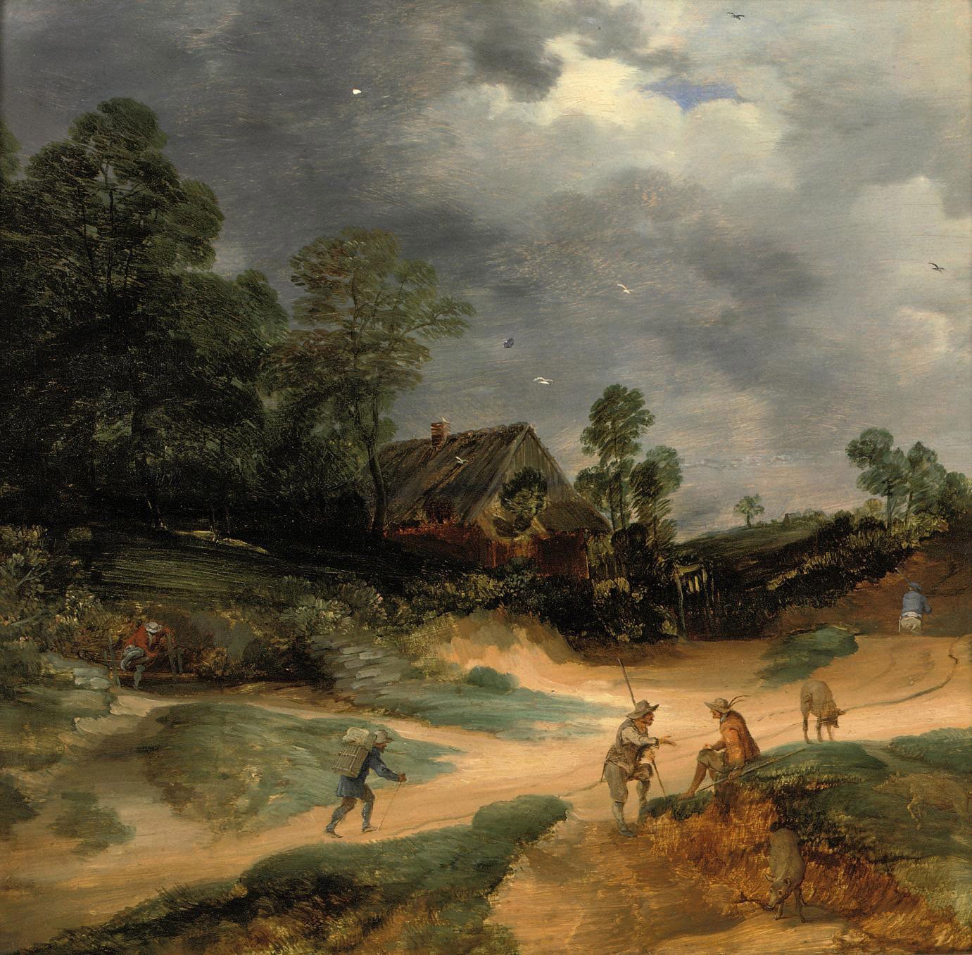 Lodewijk de Vadder (Brussels 1605-1655) , A dune landscape with figures ...