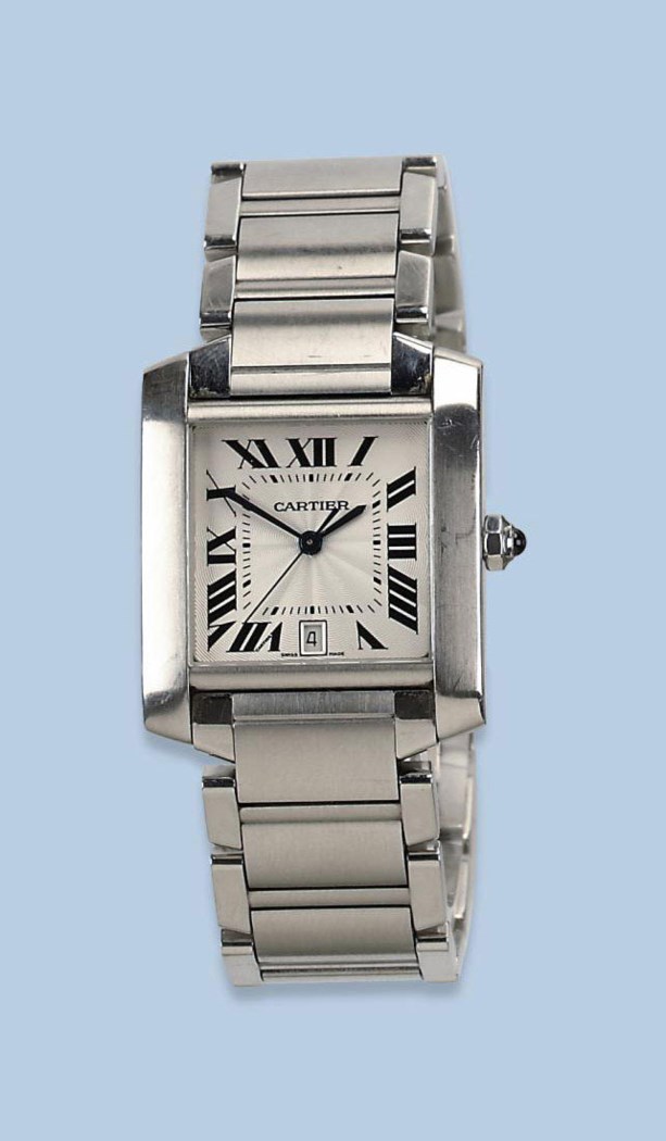 A STAINLESS STEEL WATER RESISTANT SQUARE AUTOMATIC WRISTWATCH WITH ...