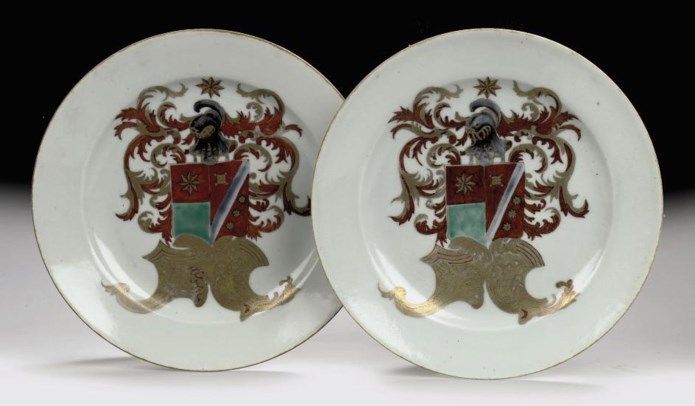A pair of Chinese armorial plates for the Dutch market , CIRCA 1760 ...
