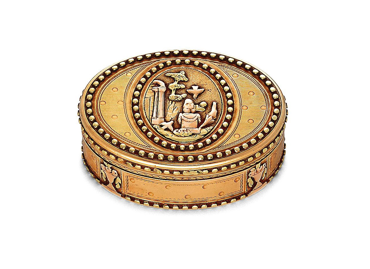 A FRENCH GOLD BONBONNIERE , UNRECORDED MAKER'S MARK JFL A PAIR OF ...