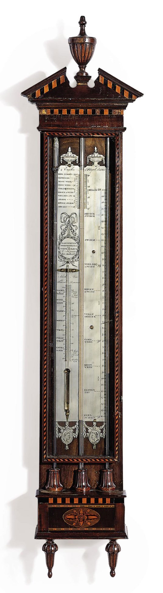 A DUTCH MAHOGANY AND INLAID CONTRA-BAROMETER , T. STOPPANI, AMSTERDAM ...