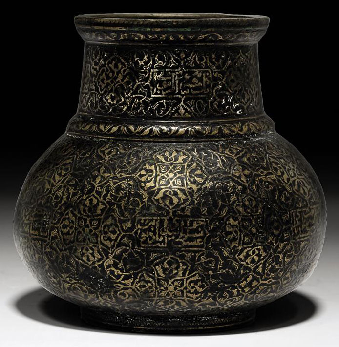 A LARGE MAMLUK SILVER-INLAID BRASS BASIN , EGYPT, AL-NASIR MUHAMMAD ...