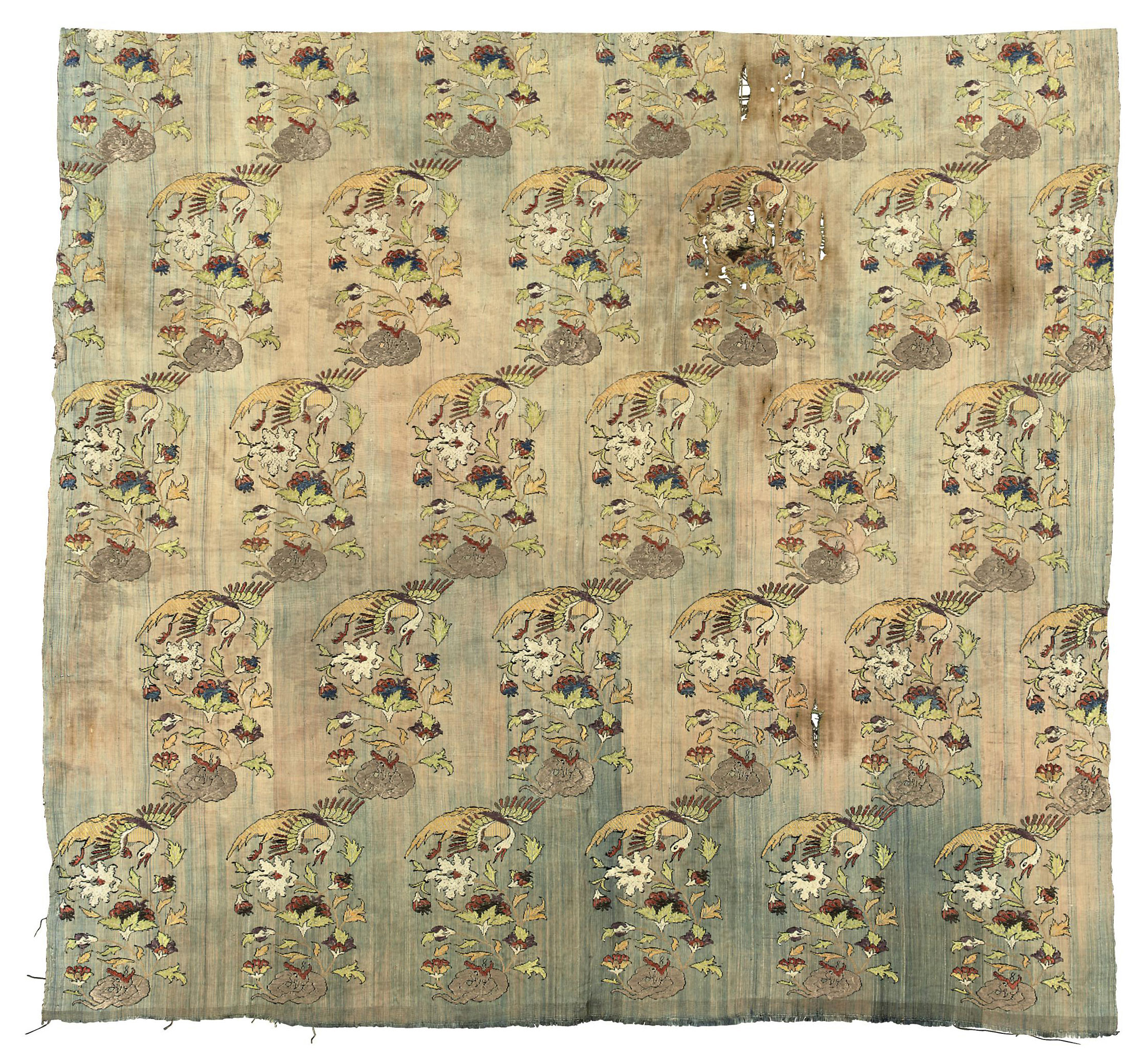 A LARGE SAFAVID SILVER-THREAD EMBROIDERED SILK PRAYER PANEL , IRAN ...