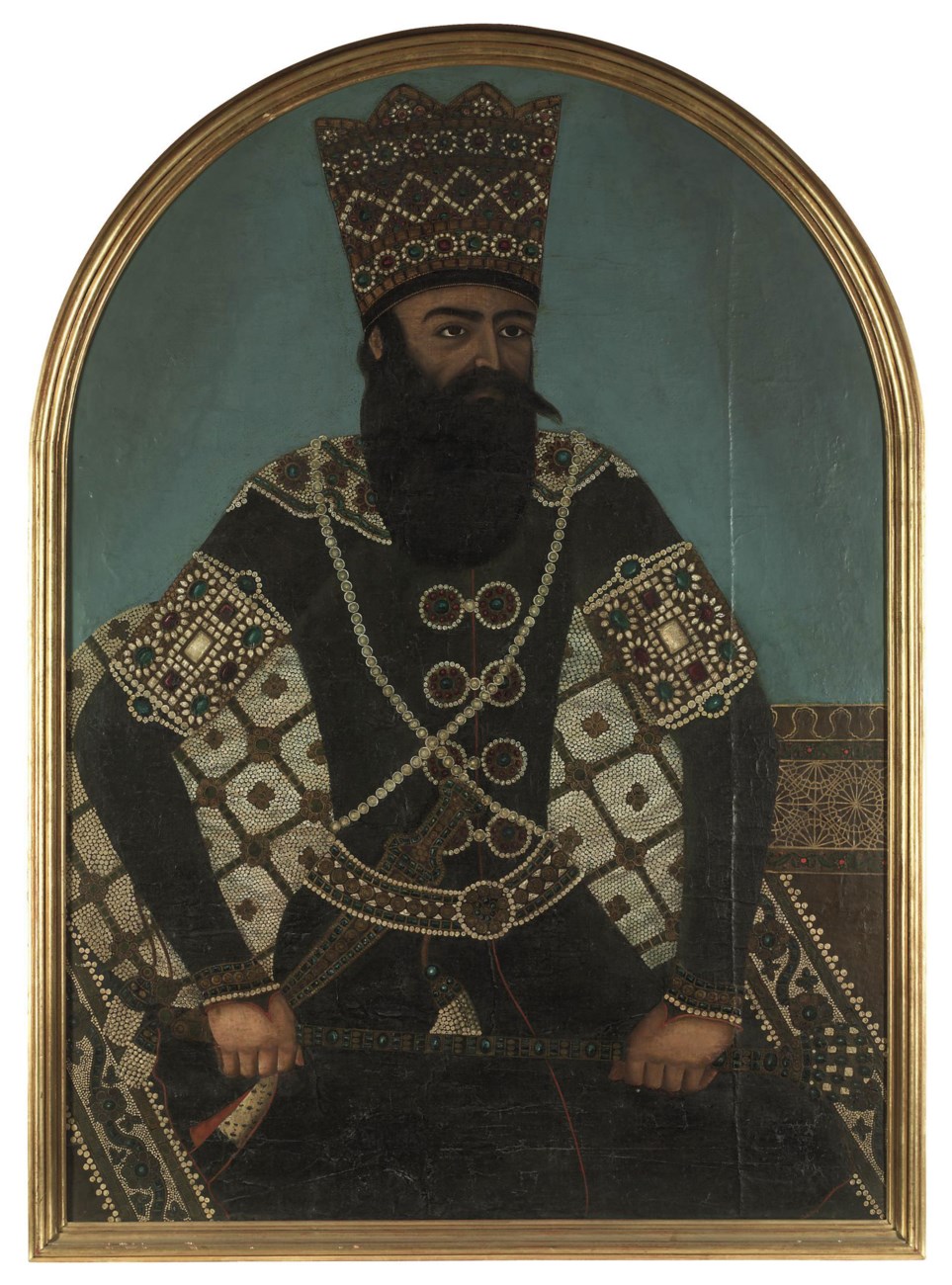 PORTRAIT OF FATH 'ALI SHAH QAJAR , AFTER MIHR 'ALI, QAJAR IRAN, MID ...