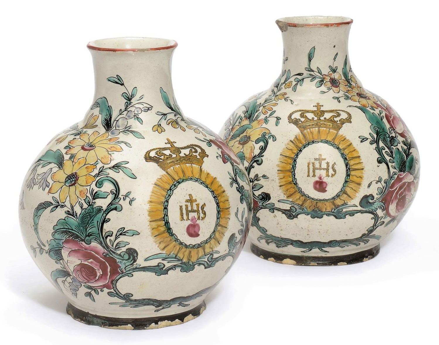 A PAIR OF SAVONA (JACQUES BOSELLY) MAIOLICA BOTTLES , CIRCA 1780, BROWN ...