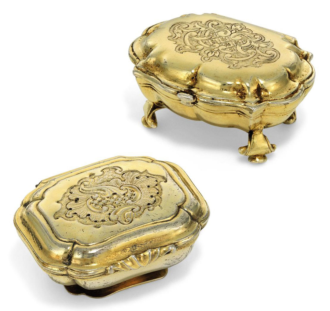 TWO GERMAN SILVER-GILT SPICE-BOXES