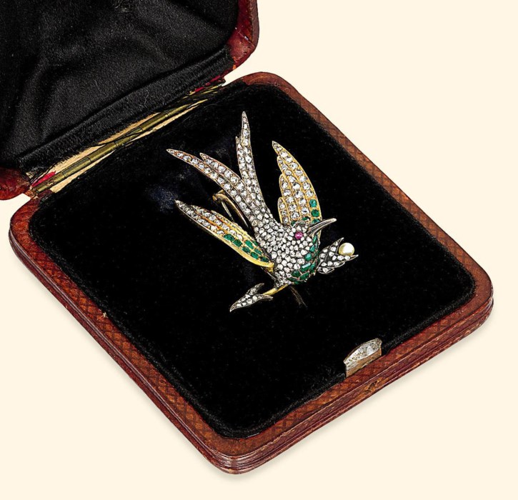 AN ANTIQUE DIAMOND AND MULTI-GEM BROOCH | Christie's