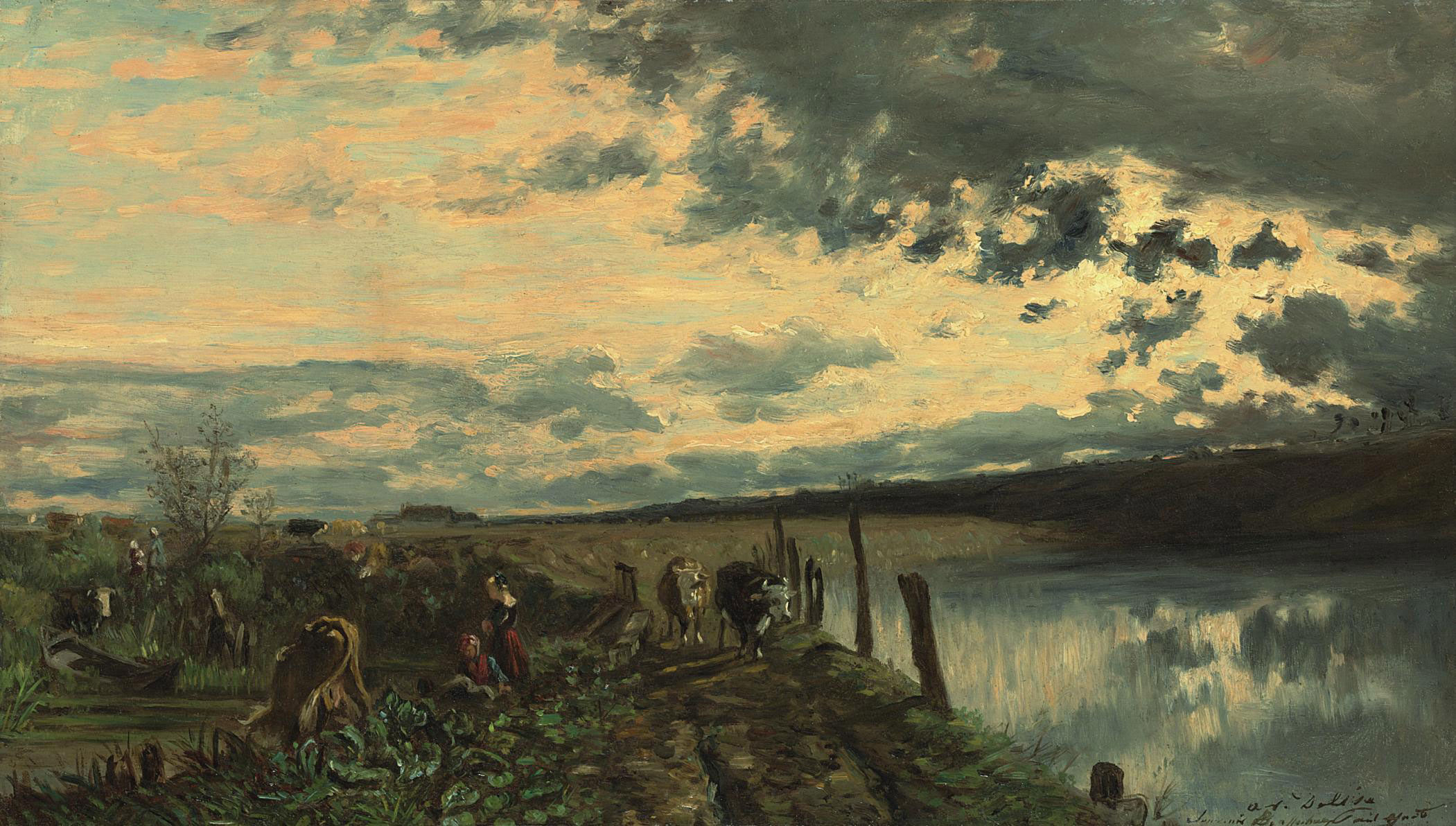 Paul Huet (French, 1803-1869) , Soleil couchant à Seine Port | Christie's