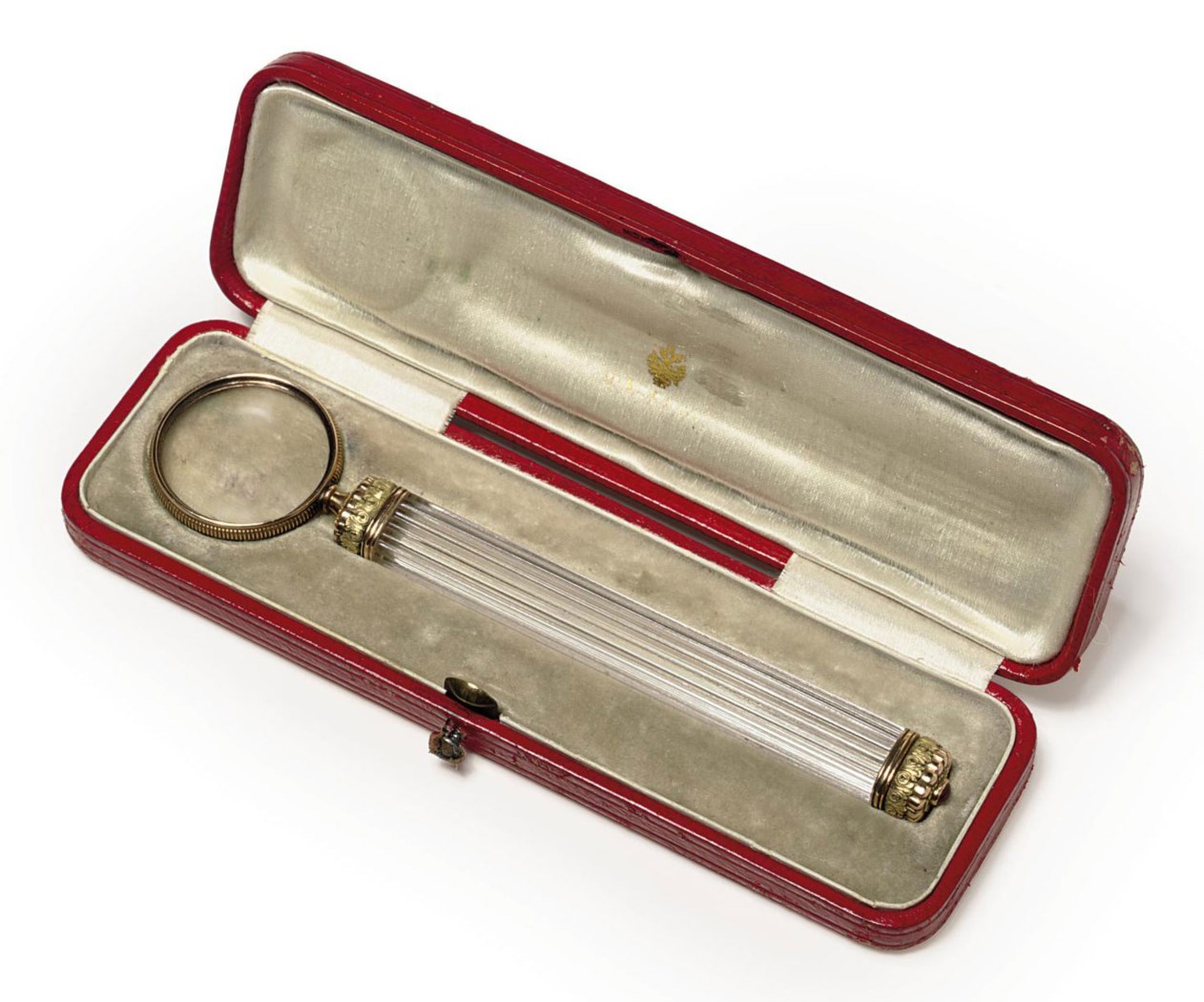 A Jewelled and Two-Colour Gold-Mounted Rock Crystal Magnifying Glass ...