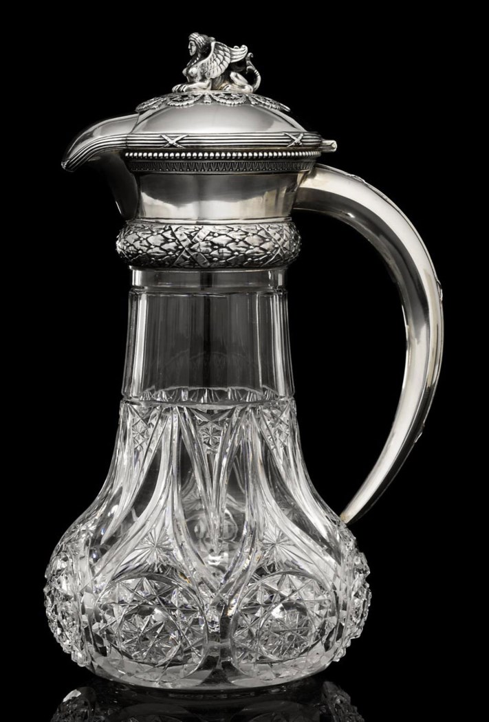 A Silver-Mounted Cut-Glass Jug , MARKED LORIE, WITH THE MAKER'S MARK OF ...