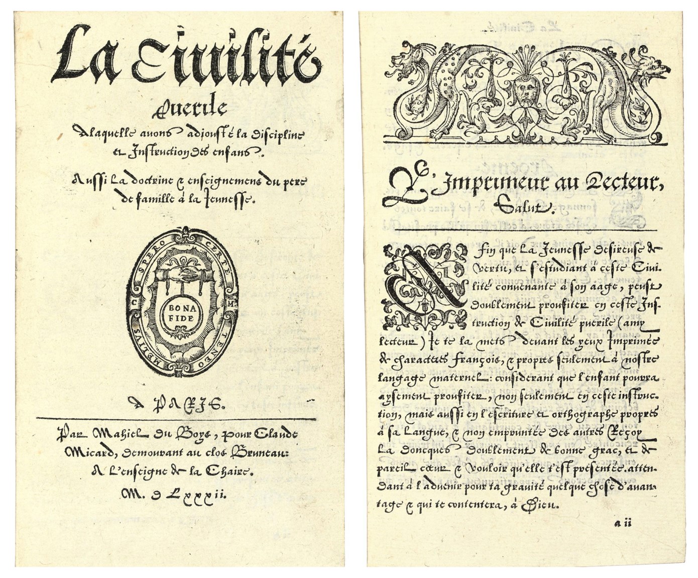 ERASMUS, Desiderius (1469-1536). La civilité puerile a laquelle avons ...