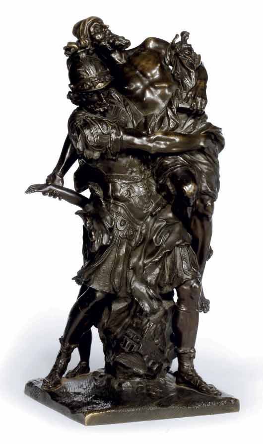 A FRENCH BRONZE OF AENEAS CARRYING ANCHISES WITH ASCANIUS , SECOND HALF ...