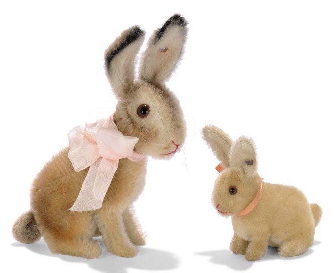 A STEIFF SEATED HEAD-TURNING RABBIT, (3314 H), light brown mohair, wool ...