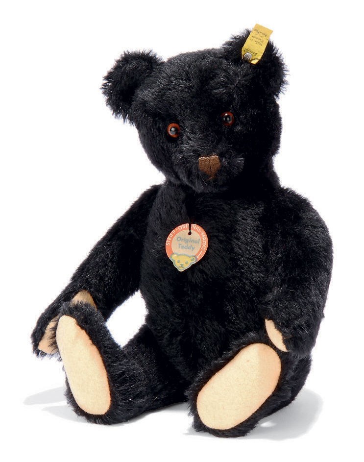 A STEIFF BLACK ORIGINAL TEDDY, (5335,95), jointed, mohair, black and ...