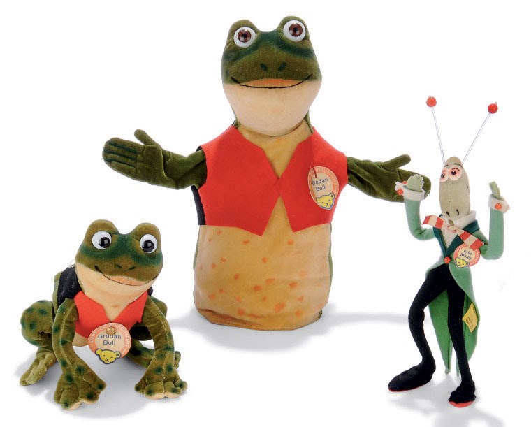 A STEIFF KALLE STROPP GRASSHOPPER AND GRODEN BOLL FROG, the first in ...