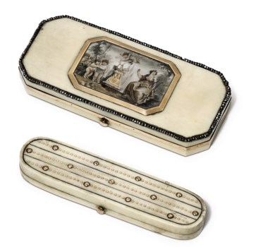 TWO GEORGE III IVORY TOOTHPICK CASES