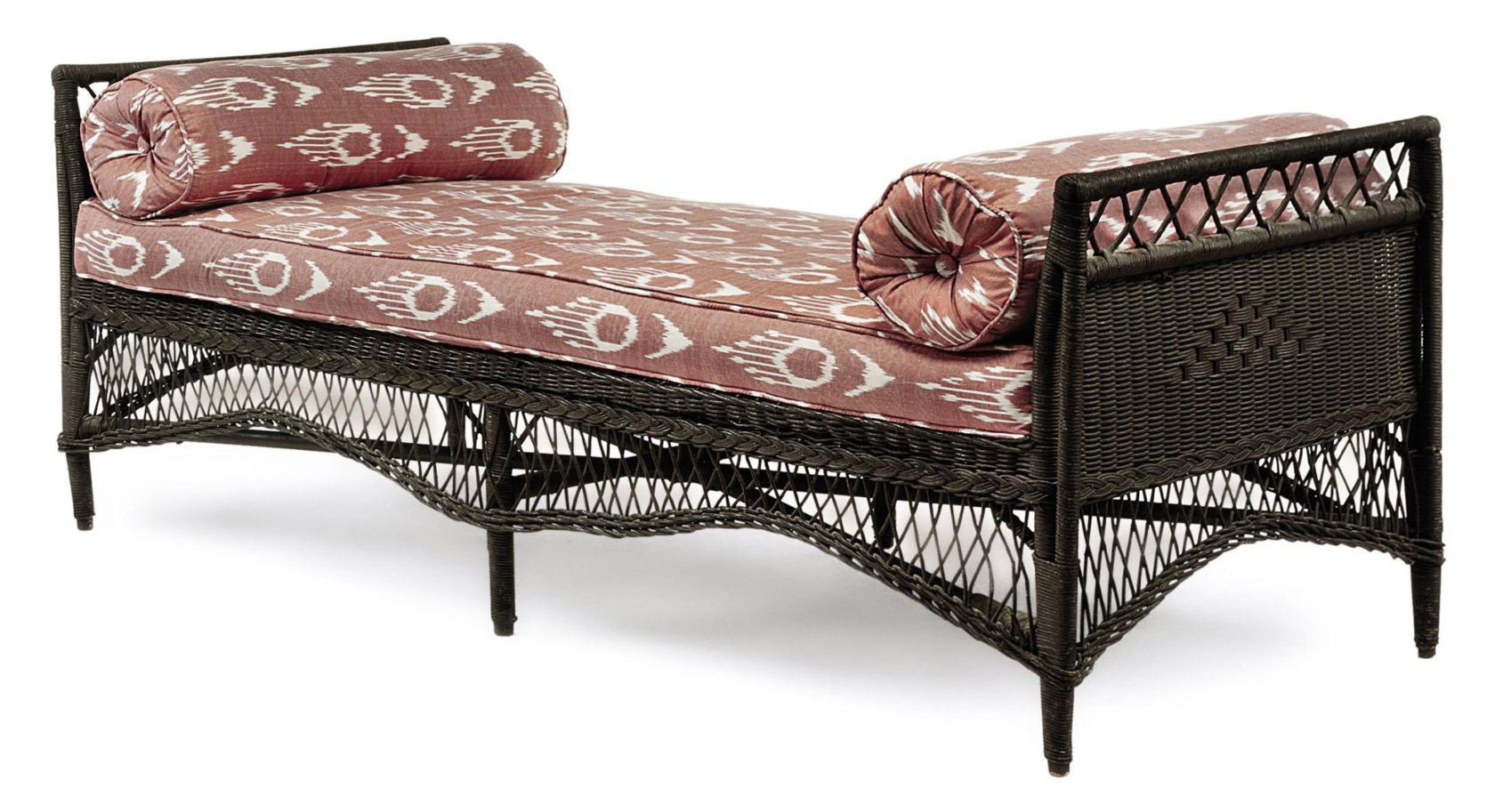 AN EDWARDIAN CANE AND WICKER DAYBED