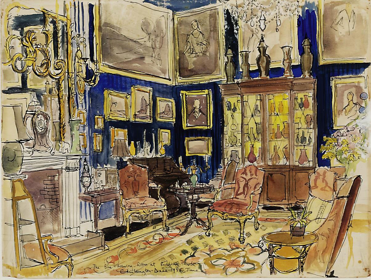Teddy Millington-Drake (1932-1994) , The Blue Drawing Room at Rudding ...