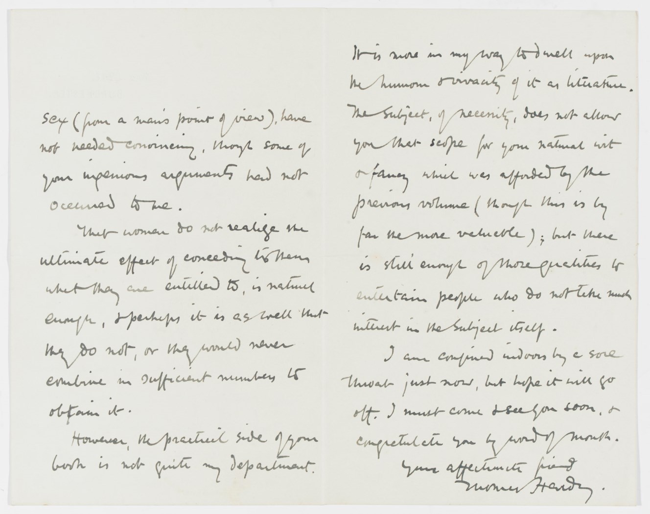 HARDY, Thomas (1840-1928). Autograph letter signed to his friend, the ...
