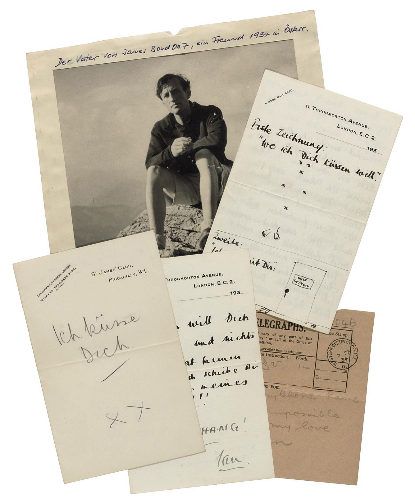 FLEMING, Ian (1908-1964). Series of 8 autograph love letters and notes ...
