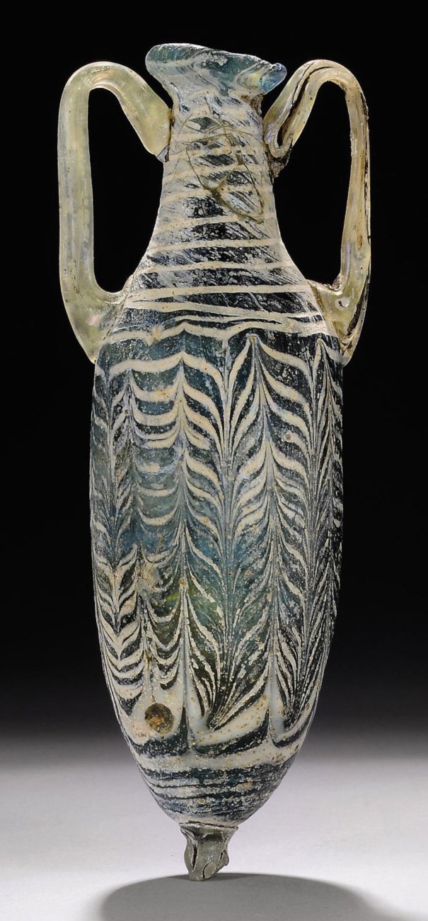 A GREEK CORE-FORMED GLASS AMPHORISKOS , HELLENISTIC PERIOD, CIRCA LATE ...