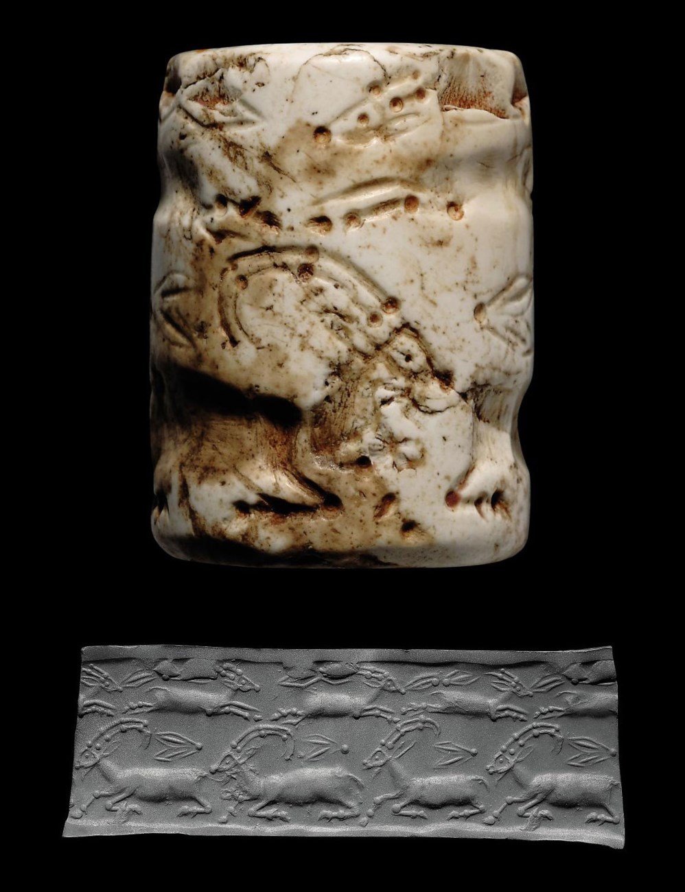 AN ELAMITE WHITE STONE CYLINDER SEAL , CIRCA 3000-2800 B.C. | Christie's