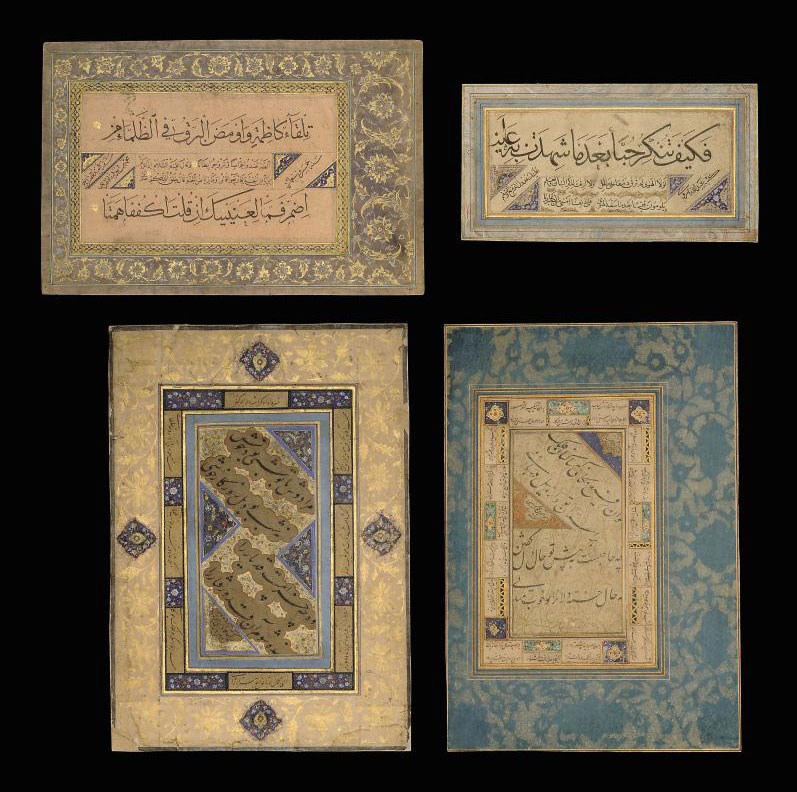 FOUR CALLIGRAPHY PANELS BY MUHAMMAD AL-HUSSEINI, DATED 970AH/1562AD ...