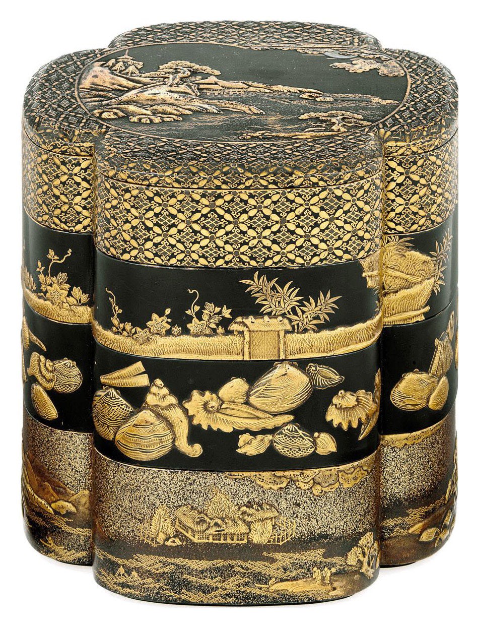 A Three-Tiered Jubako [Food Containter] , EDO PERIOD (17TH CENTURY ...