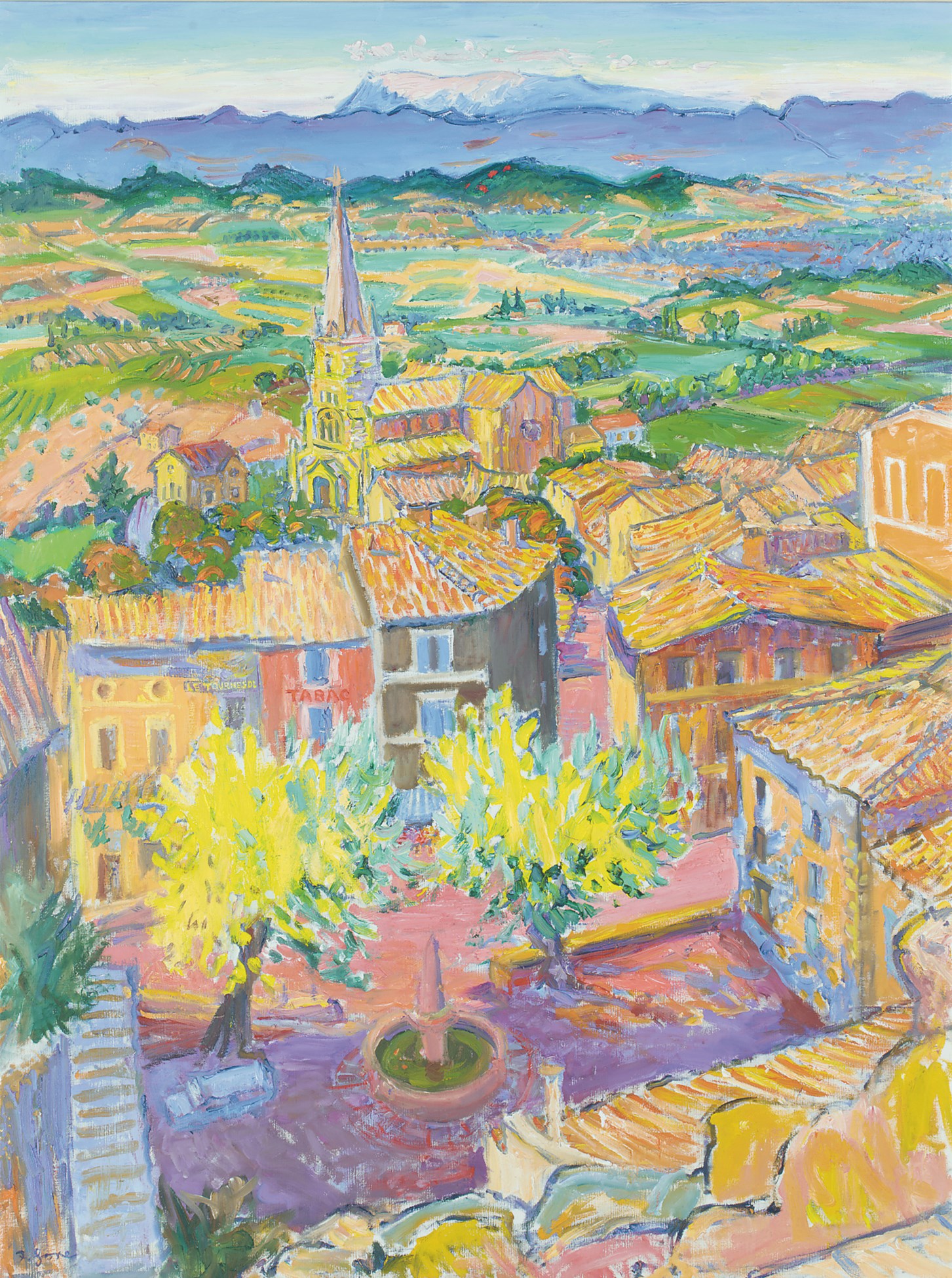 Frederick Gore, R.A. (1913-2009) , Bonnieux with Mont Ventoux in the ...