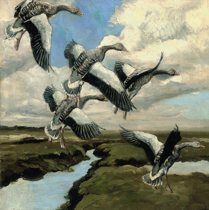 Sir Peter Markham Scott (1909-1989) , Grey lags settling | Christie's