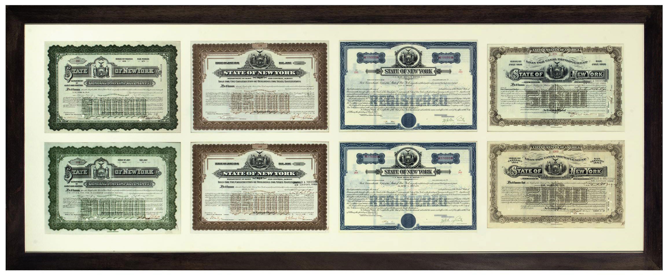 A collection of old Bonds from sources including the State of New York ...