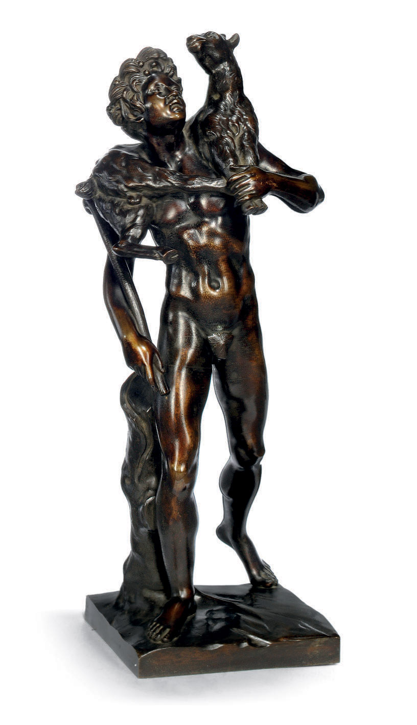 AN ITALIAN BRONZE GROUP OF THE FAUN AND KID