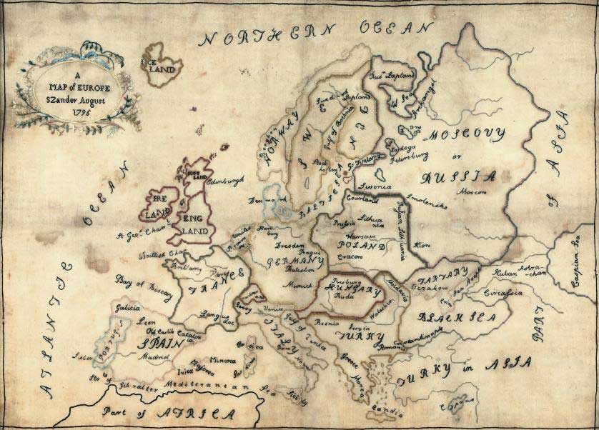 AN EMBROIDERED MAP OF EUROPE , BY S ZANDER, DATED 1795 | Christie's