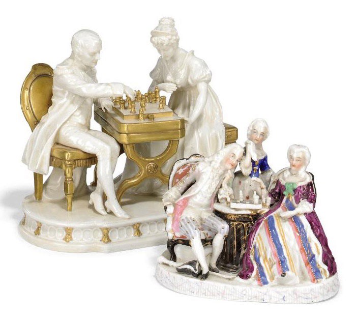 A GERMAN PORCELAIN PARCEL-GILT FIGURAL GROUP DEPICTING NAPOLEON AND ...
