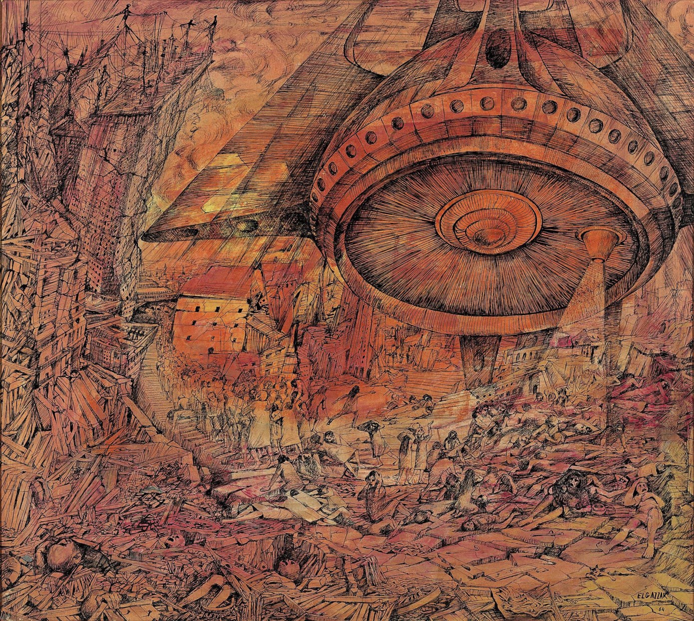 Abdul Hadi El-Gazzar (Egyptian, 1925-1965) , A Body Falling From The ...