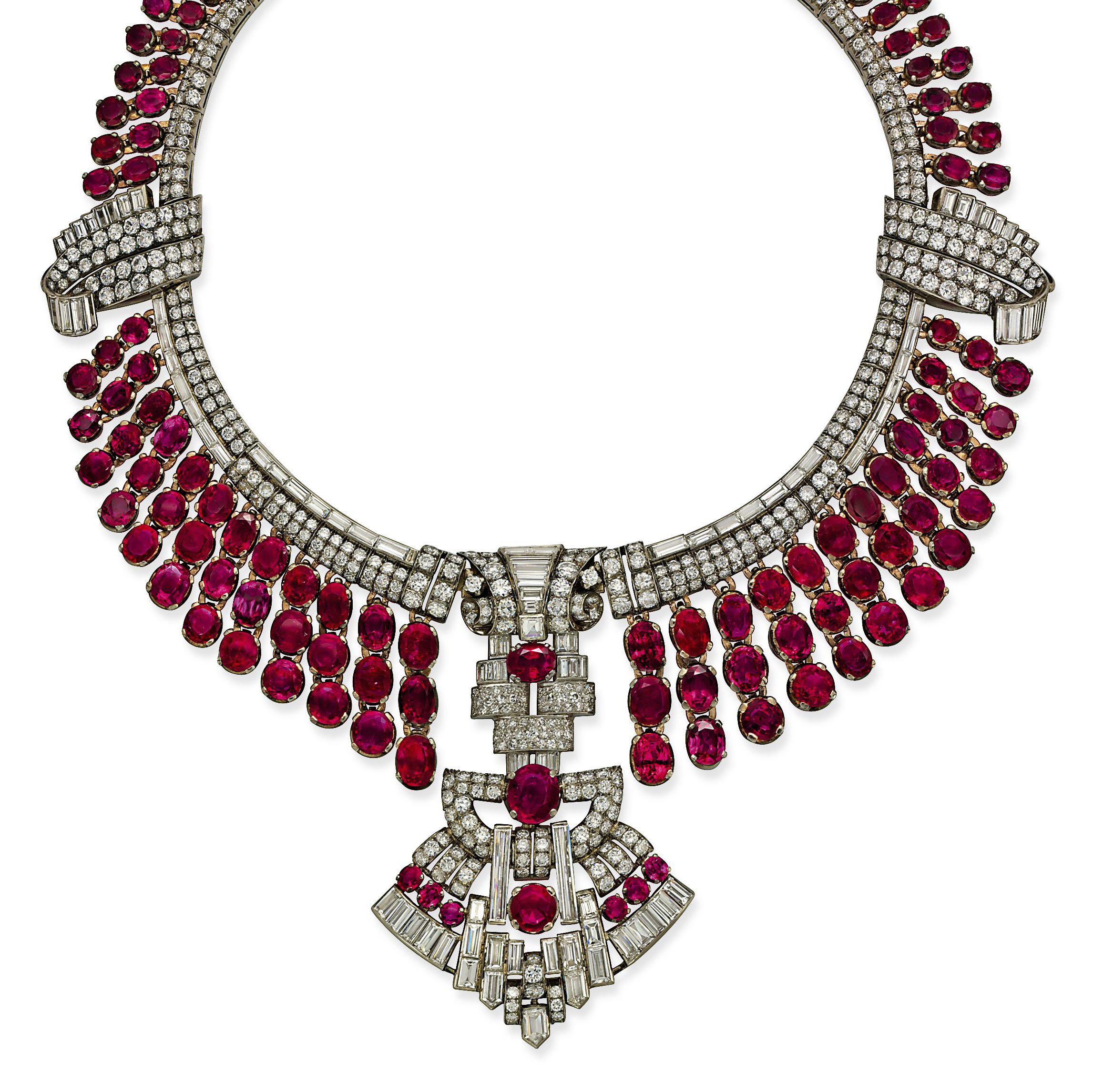 AN IMPRESSIVE ART DECO RUBY AND DIAMOND NECKLACE | Christie's