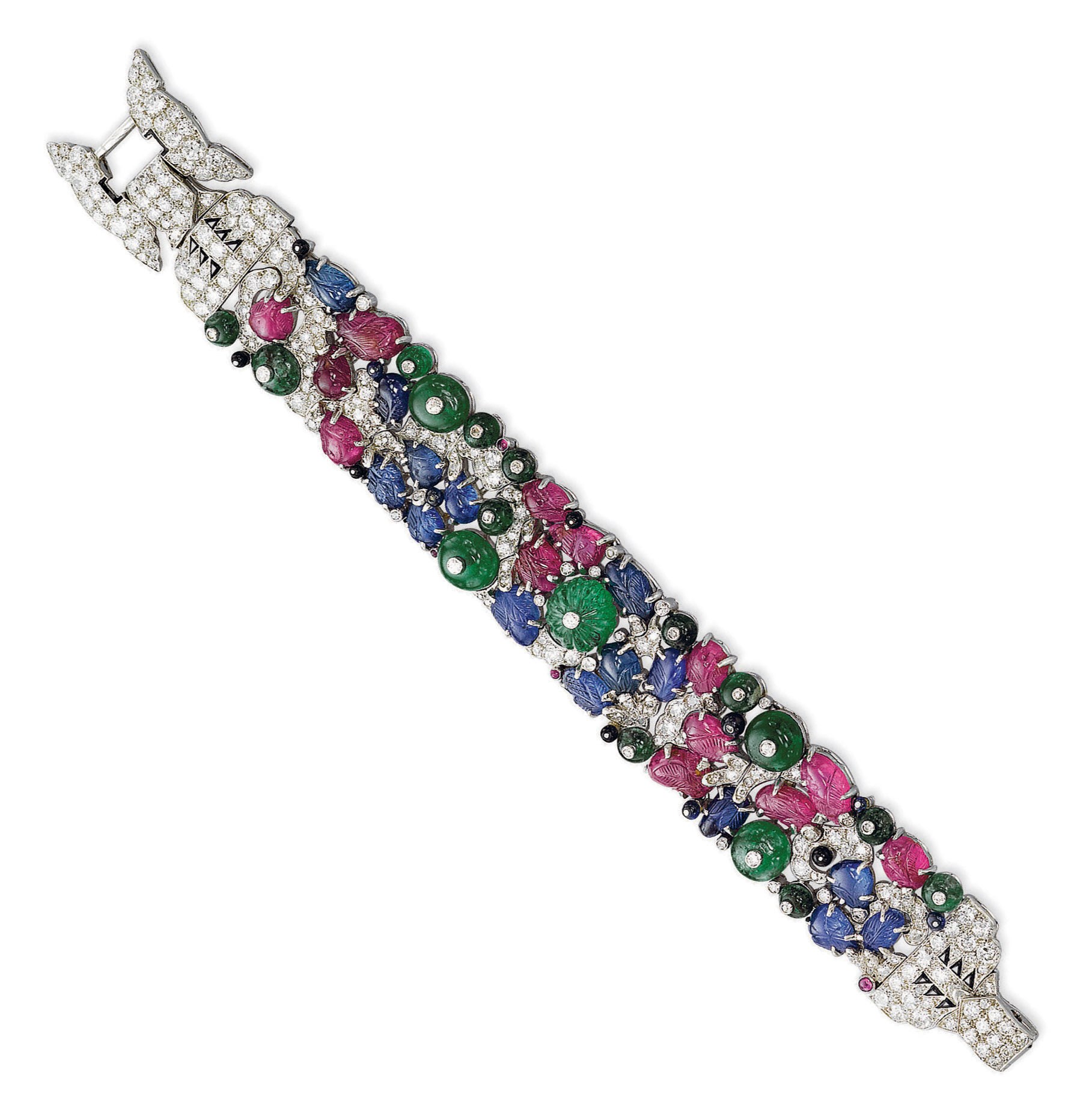 A VERY FINE ART DECO MULTI-GEM 'TUTTI-FRUTTI' BRACELET, BY CARTIER | Christie's