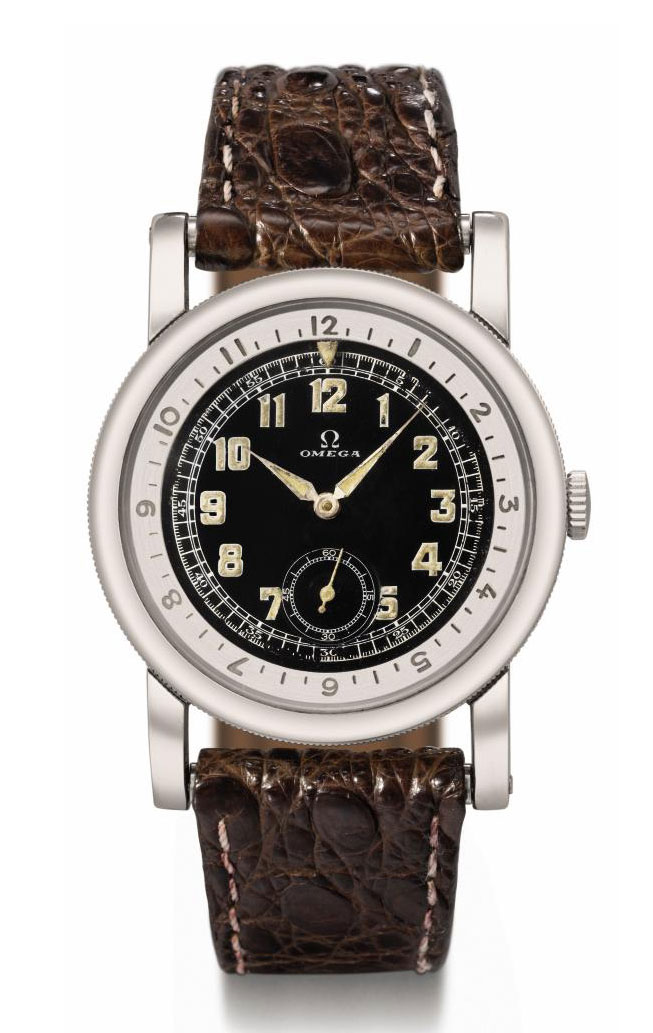 Omega. A large stainless steel pilot's wristwatch with inner revolving ...