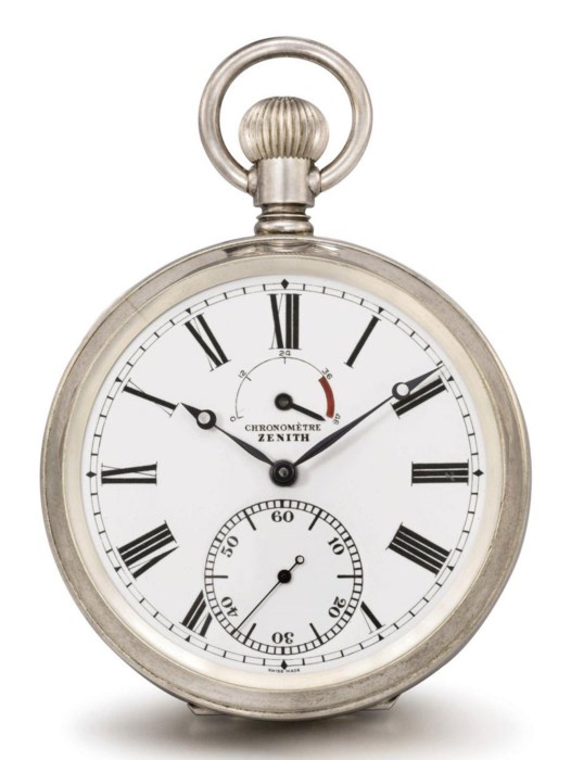 Zenith. A rare and unusual silver openface two-day deck chronometer ...