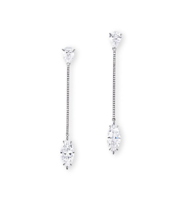 A PAIR OF DIAMOND EAR PENDANTS | Christie's