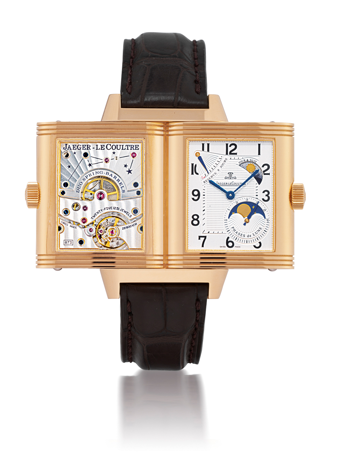 JAEGER-LECOULTRE, REVERSO GRANDE SUN MOON PINK GOLD MANUALLY-WOUND ...