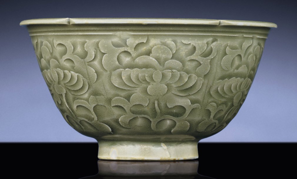 A CARVED YAOZHOU CELADON-GLAZED 'PEONY' BOWL , NORTHERN SONG DYNASTY ...