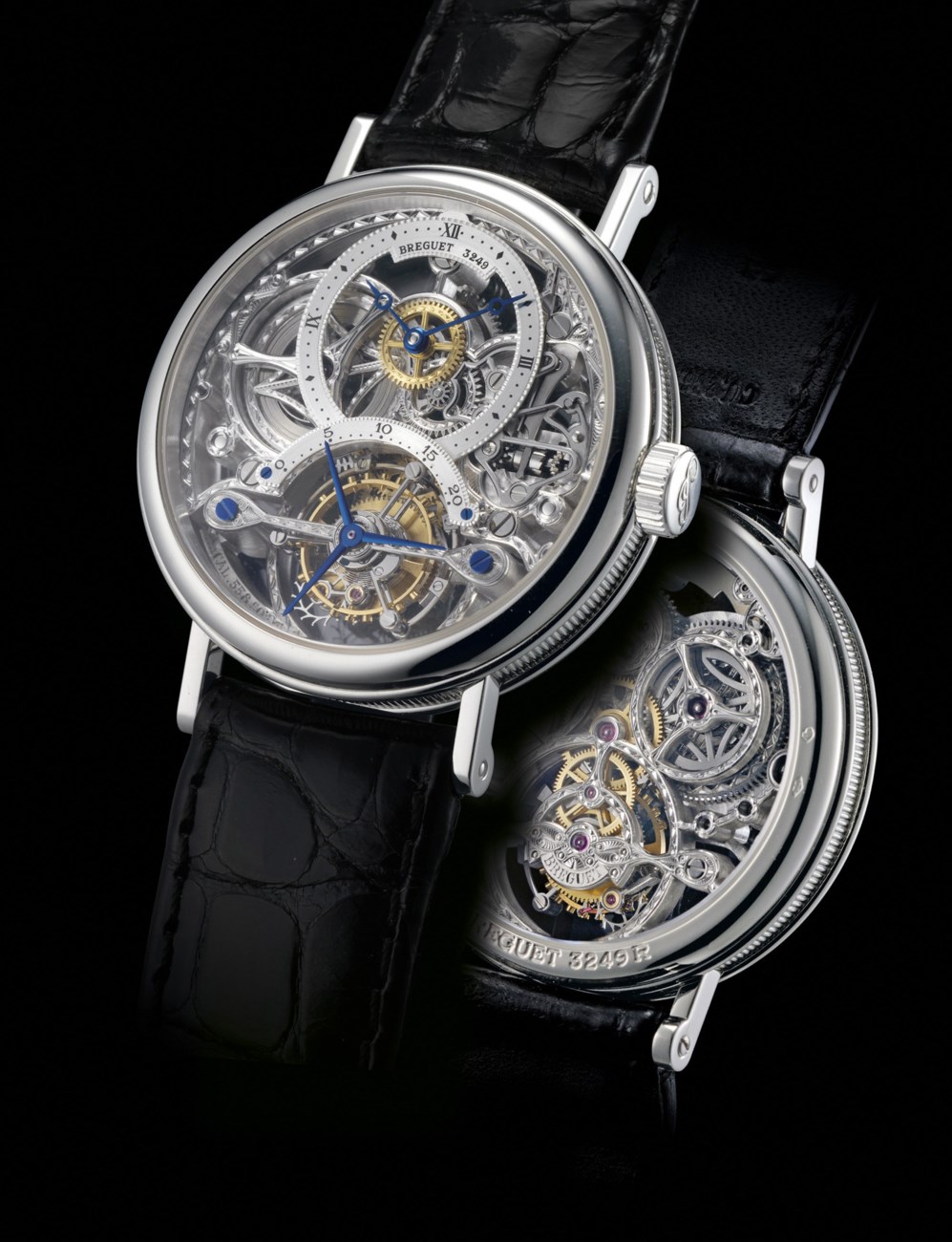 BREGUET, REF. 3355FINE AND RARE PLATINUM MANUALLY-WOUND SKELETONIZED ...