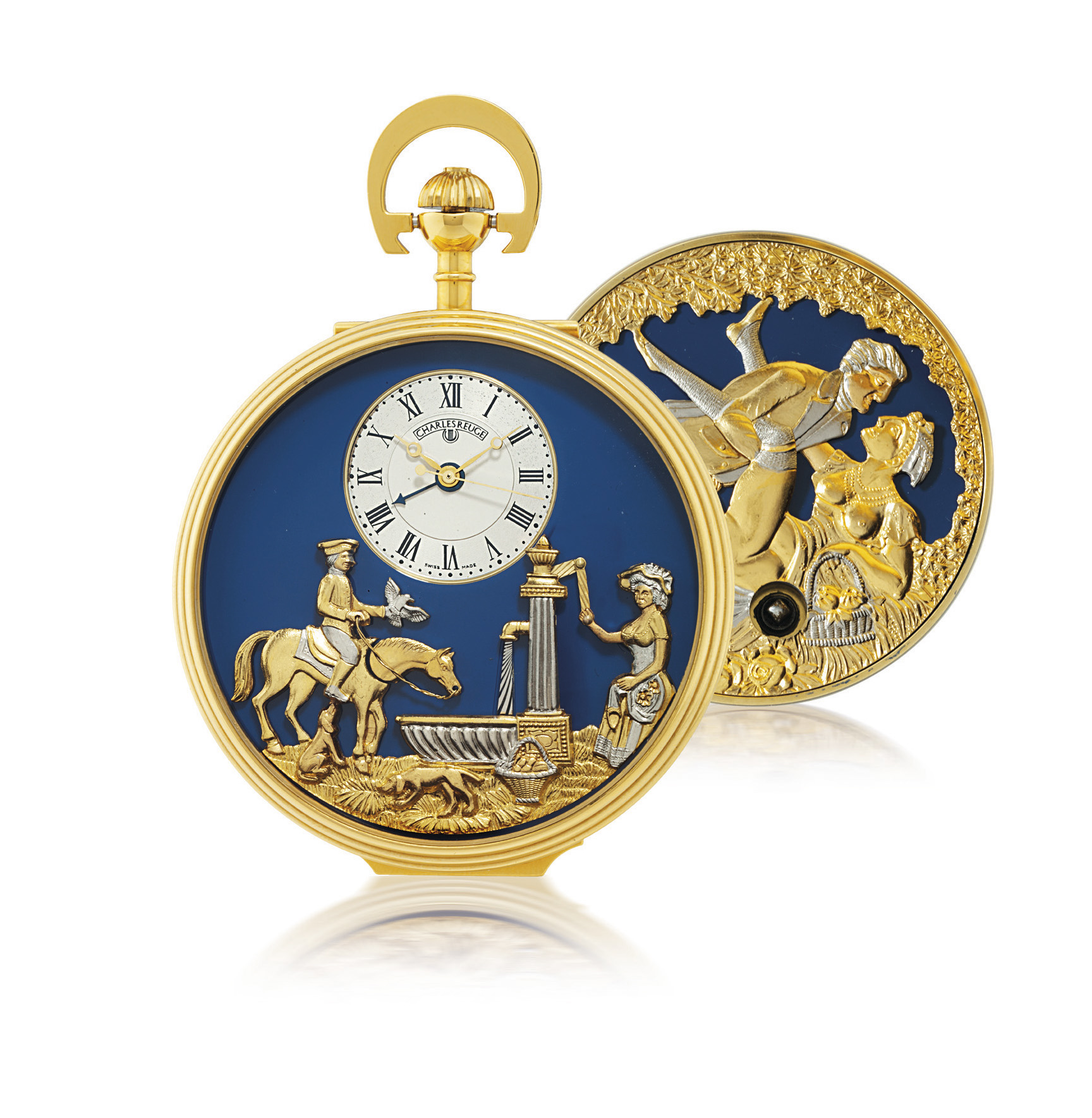 CHARLES REUGE GOLD PLATED OPENFACE MUSICAL AUTOMATA KEYLESS LEVER ...