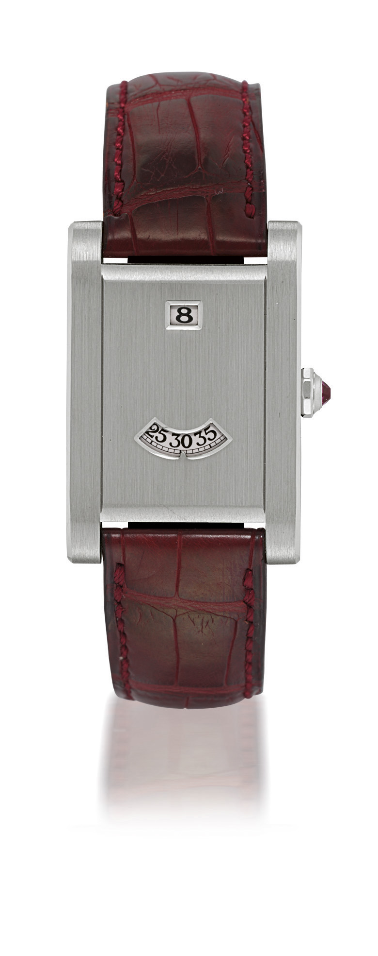 CARTIER, TANK À GUICHET PLATINUM MANUALLY-WOUND JUMP HOUR WRISTWATCH ...