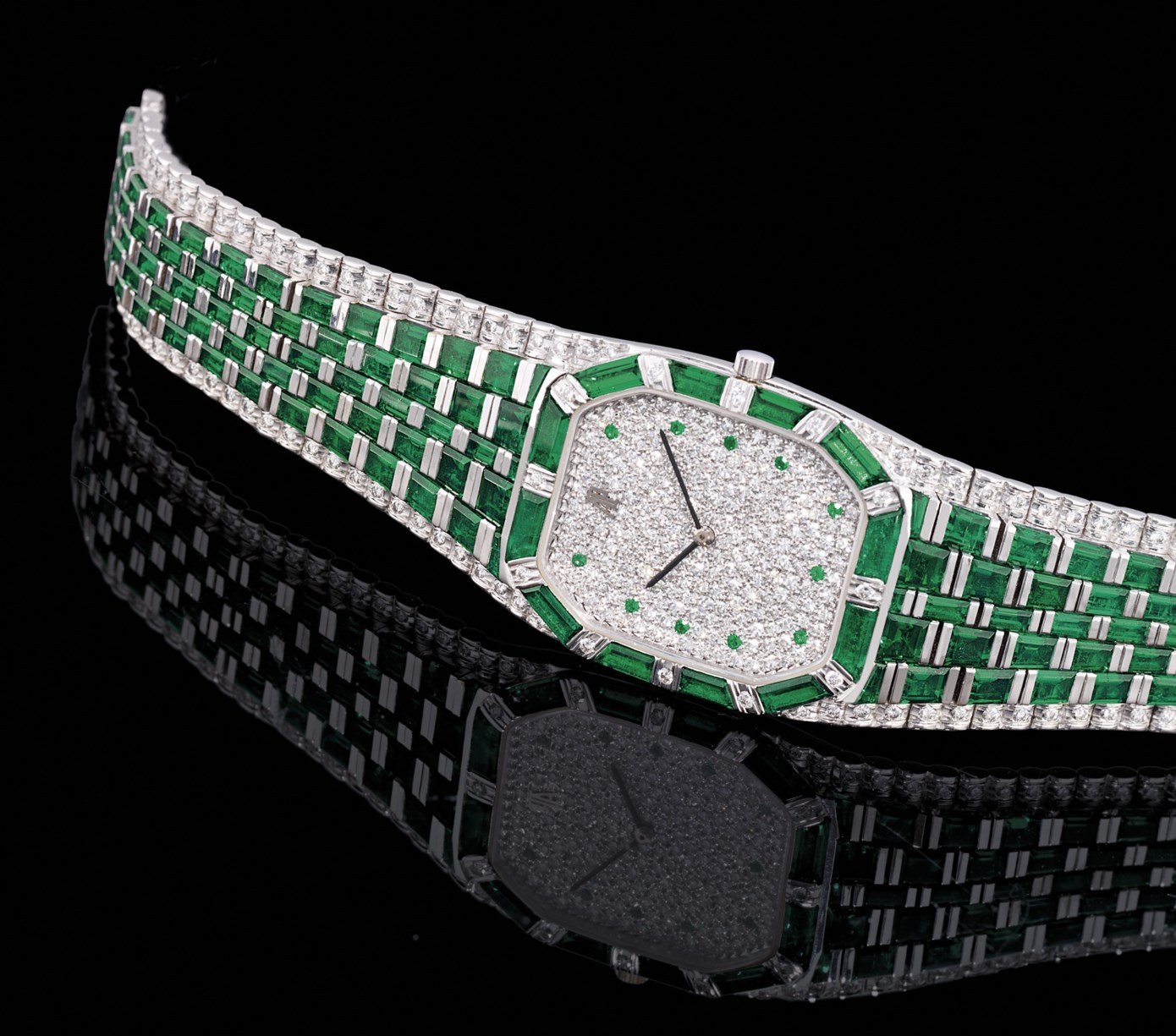 AUDEMARS PIGUETIMPRESSIVE AND IMPORTANT WHITE GOLD, DIAMOND AND EMERALD ...