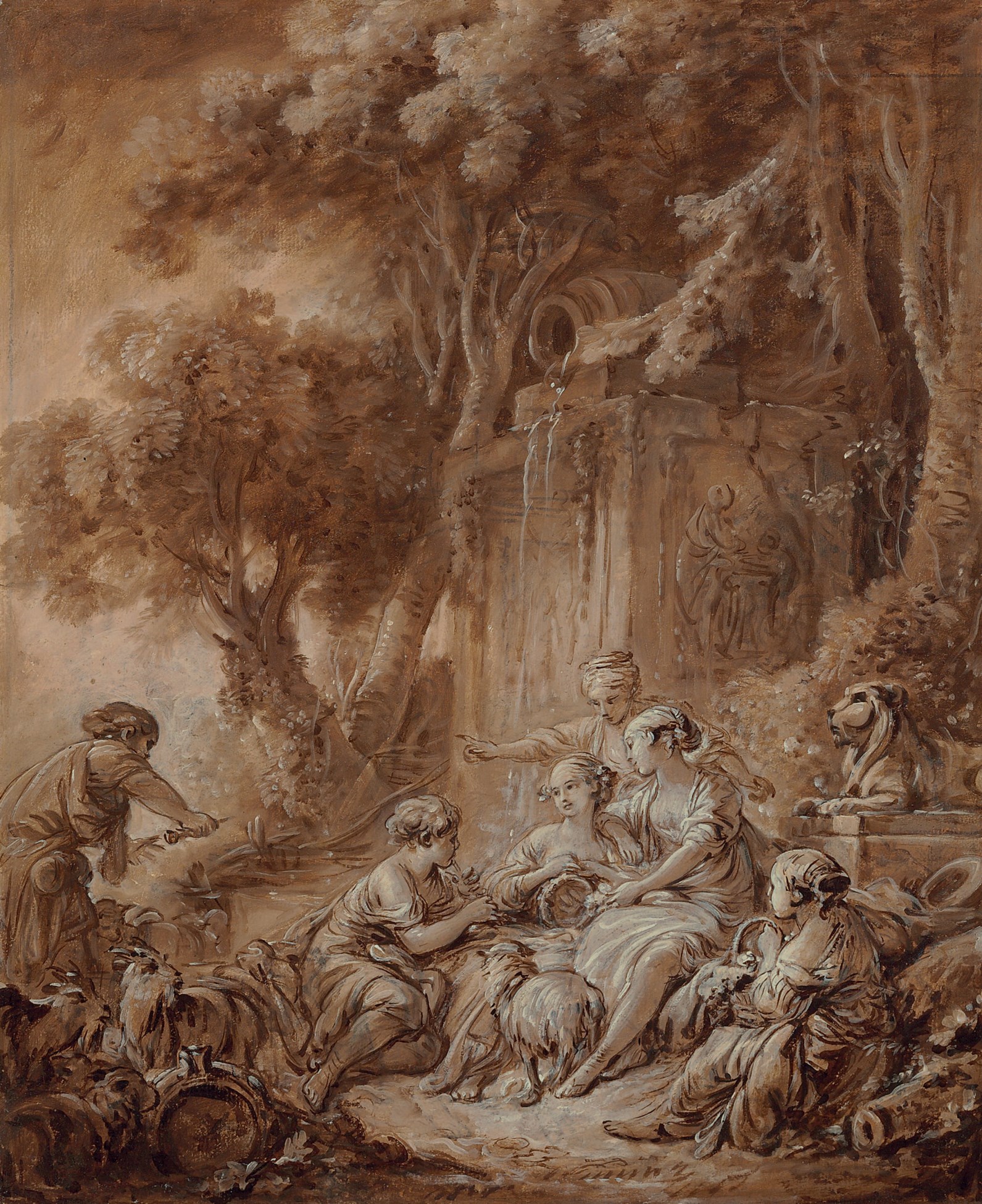 François Boucher (Paris 1703-1770) , Pastorale au flûteur | Christie's